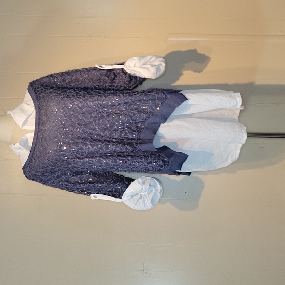 Scandal | Tops | Scandal Double Layered Blue Sequined Shirt | Poshmark